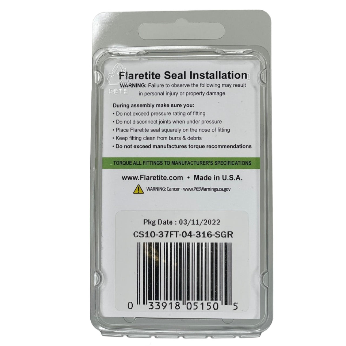1/4" (-04) Clam Shell of 10 seals, 37° JIC 316 Stainless Steel Loctite ...