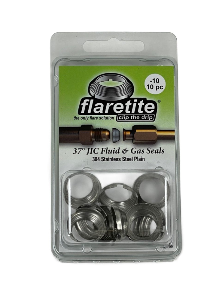 5/8" (-10), Clam Shell of 10 seals, 37° JIC 304 Stainless Steel Plain ...