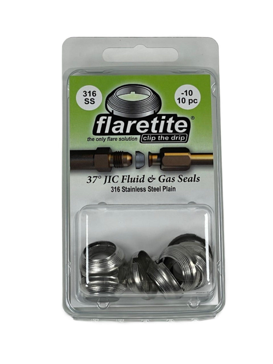 5/8" (-10), Clam Shell of 10 seals, 37° JIC 316 Stainless Steel Plain ...
