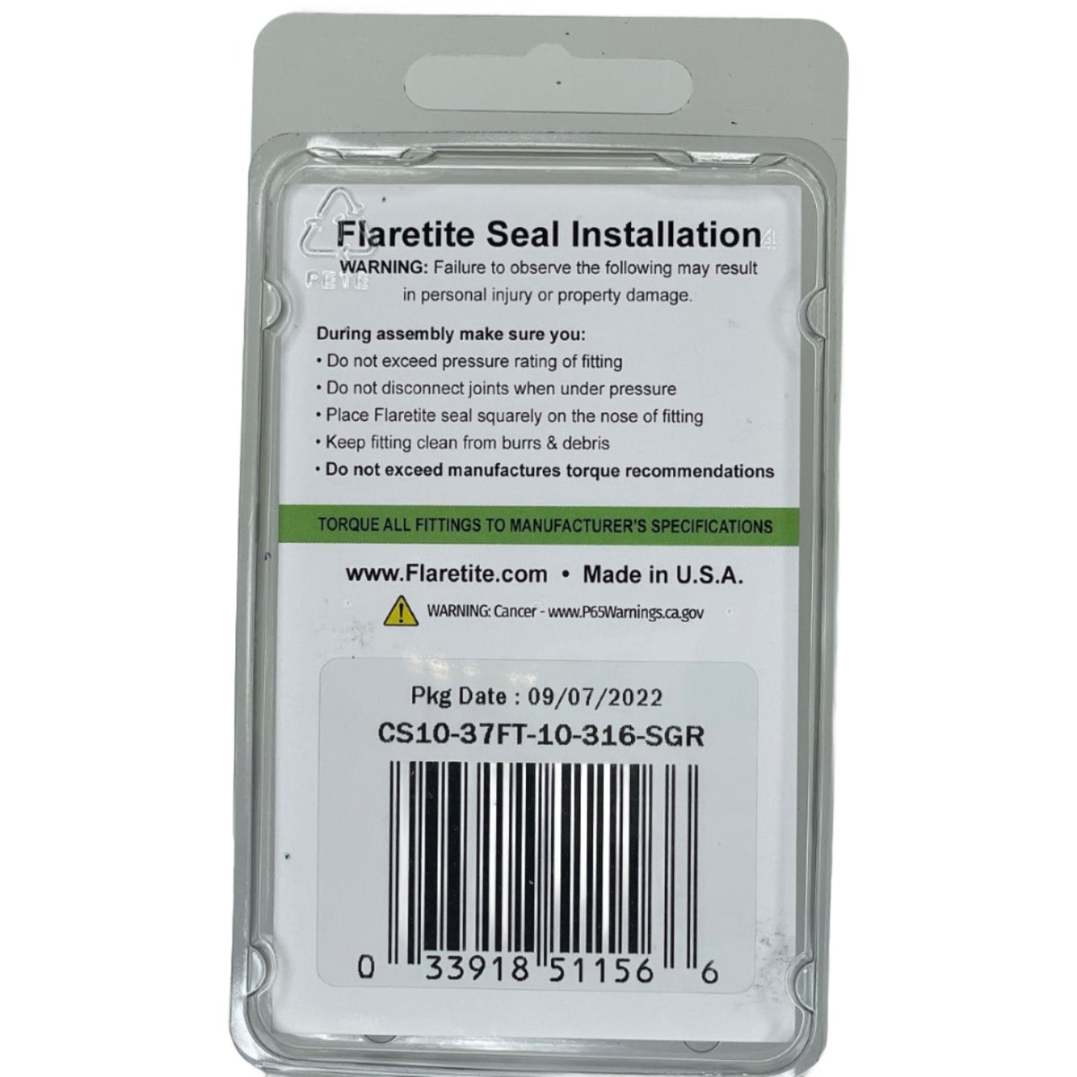 5/8" (-10) Clam Shell of 10 seals, 37° JIC 316 Stainless Steel Loctite ...