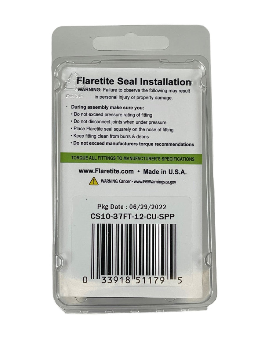 3/4" (-12), Clam Shell of 10 seals, 37° JIC Copper Loctite® Coated ...