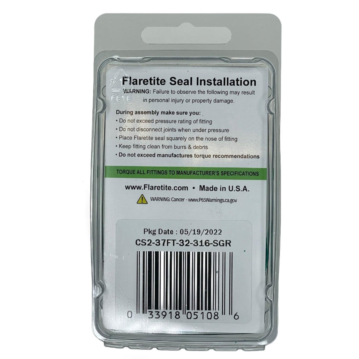 2" (-32) Clam Shell of 2 seals, 37° JIC 316 Stainless Steel Loctite® C ...