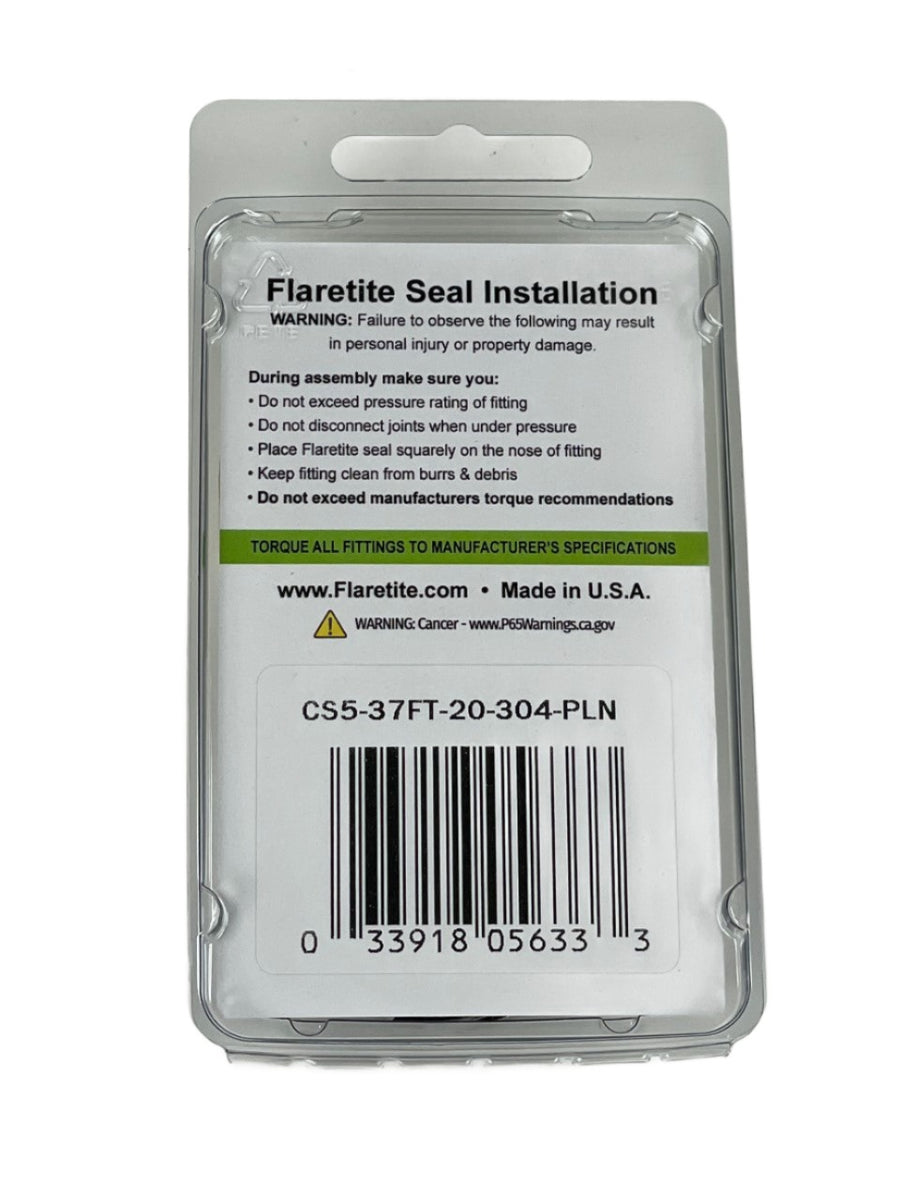 1-1/4" (-20), Clam Shell of 5 seals, 37° JIC 304 Stainless Steel Plain ...